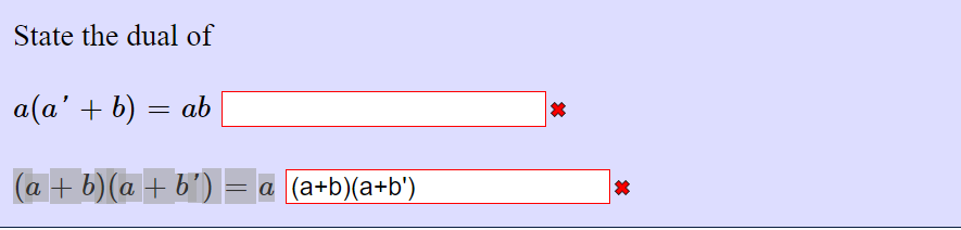 Solved State the dual of | Chegg.com
