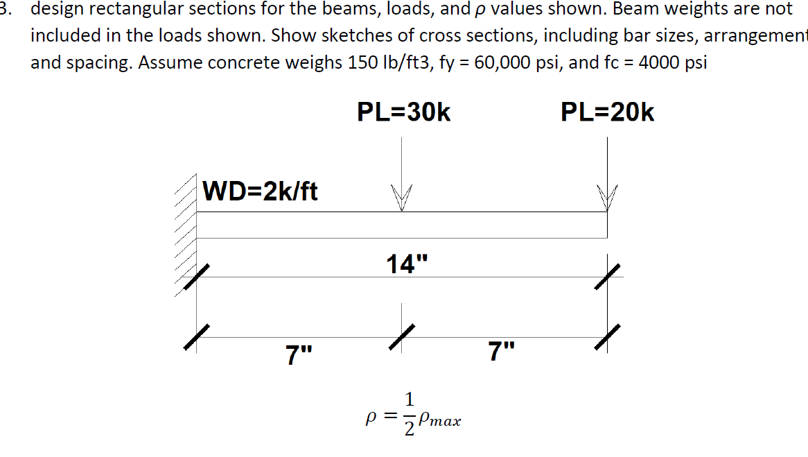 Solved 3. design rectangular sections for the beams, loads, | Chegg.com