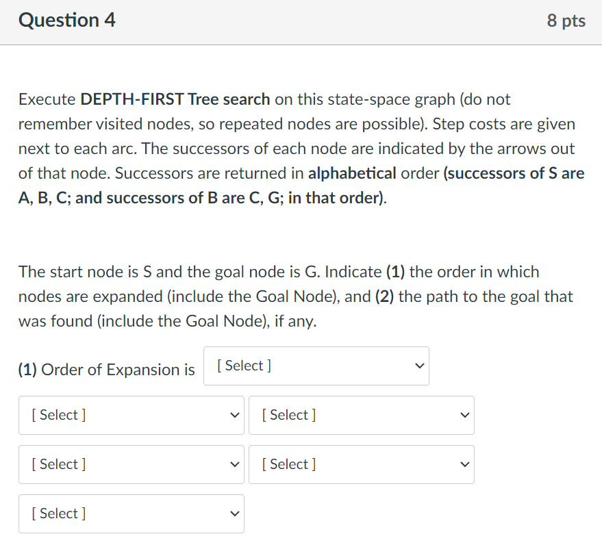 Solved Execute DEPTH-FIRST Tree search on this state-space | Chegg.com