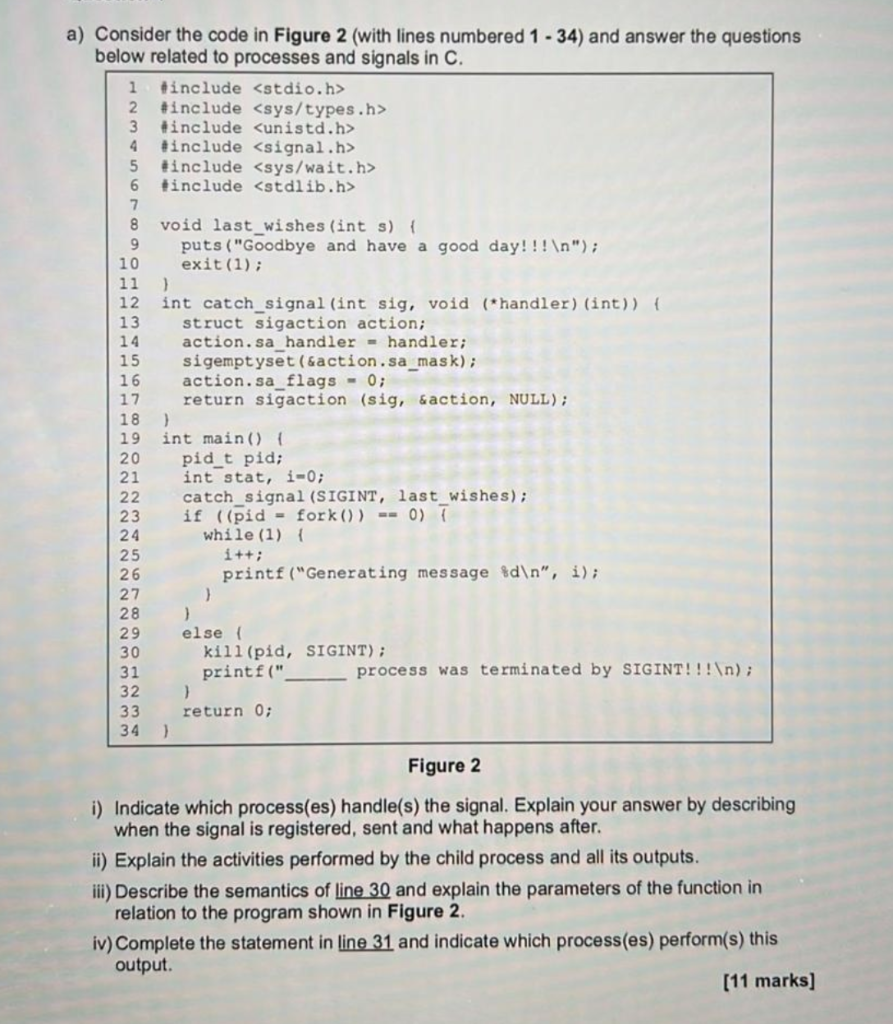 Solved a) Consider the code in Figure 2 (with lines numbered | Chegg.com