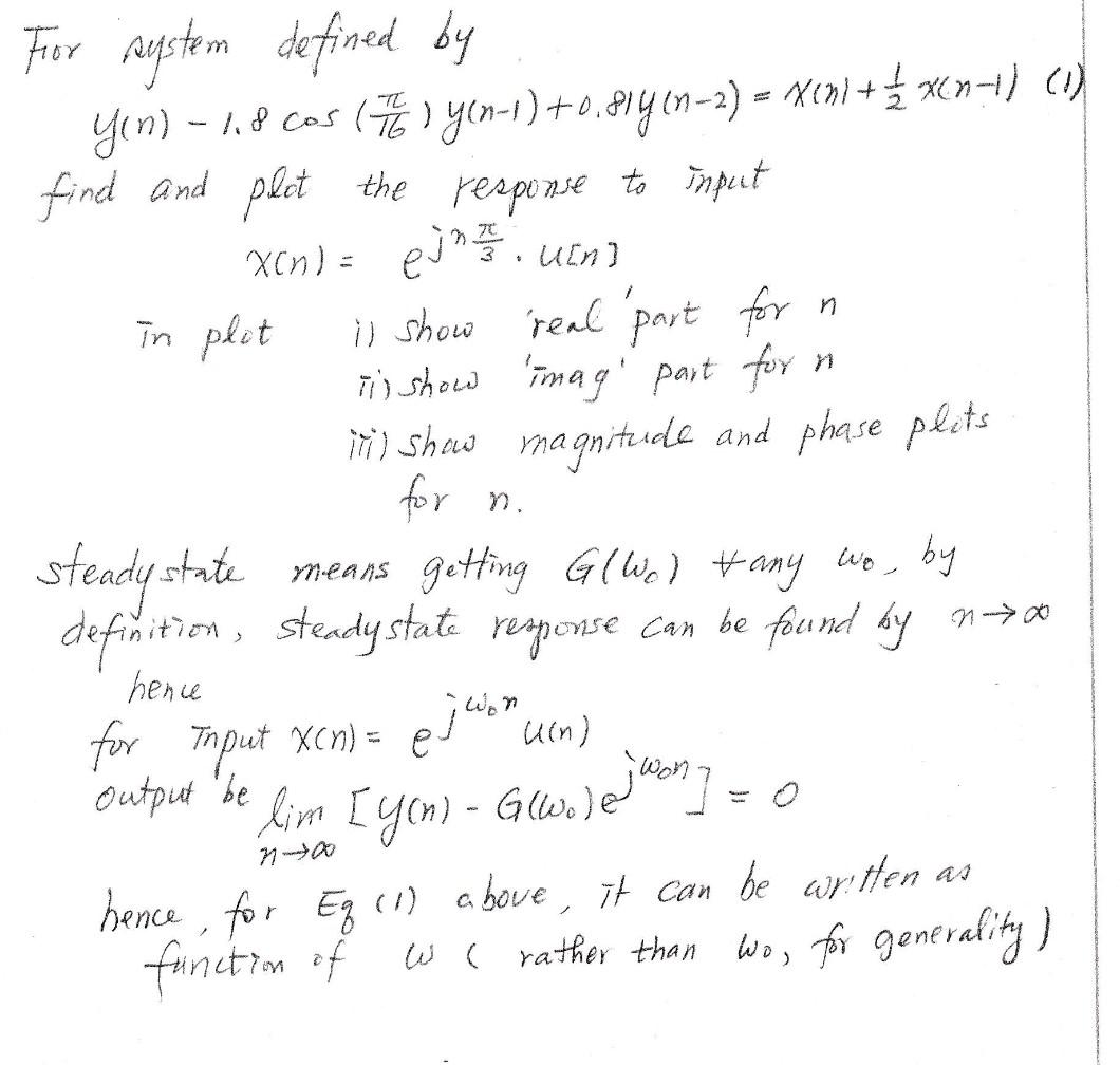Solved + 1 in plot For system defined by yen) - 1.8 Cos (7) | Chegg.com