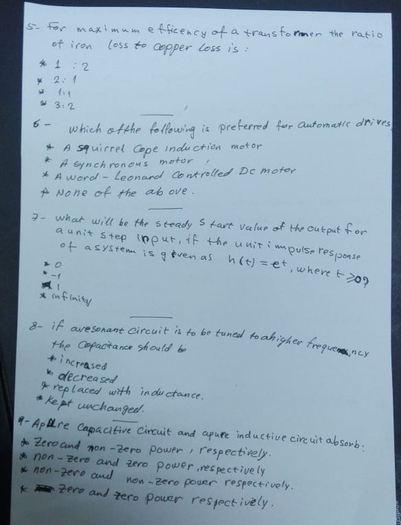 Solved 5. For maximum efficency of a transformer the ratio | Chegg.com