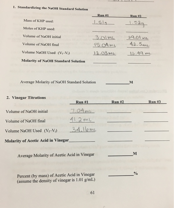 1. Standardizing the NaOH Standard Solutiorn Mass of | Chegg.com 1. Standardizing the NaOH Standard Solutiorn Mass of | Chegg.com