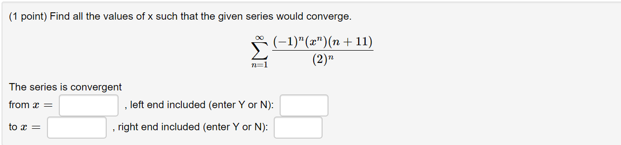 Solved (1 point) Find all the values of x such that the | Chegg.com