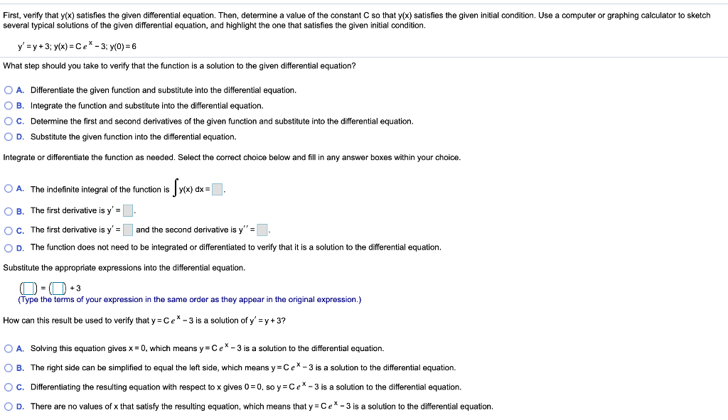 Solved First, verify that y(x) satisfies the given | Chegg.com