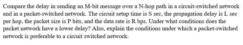 Solved Compare the delay in sending an M-bit message over a | Chegg.com