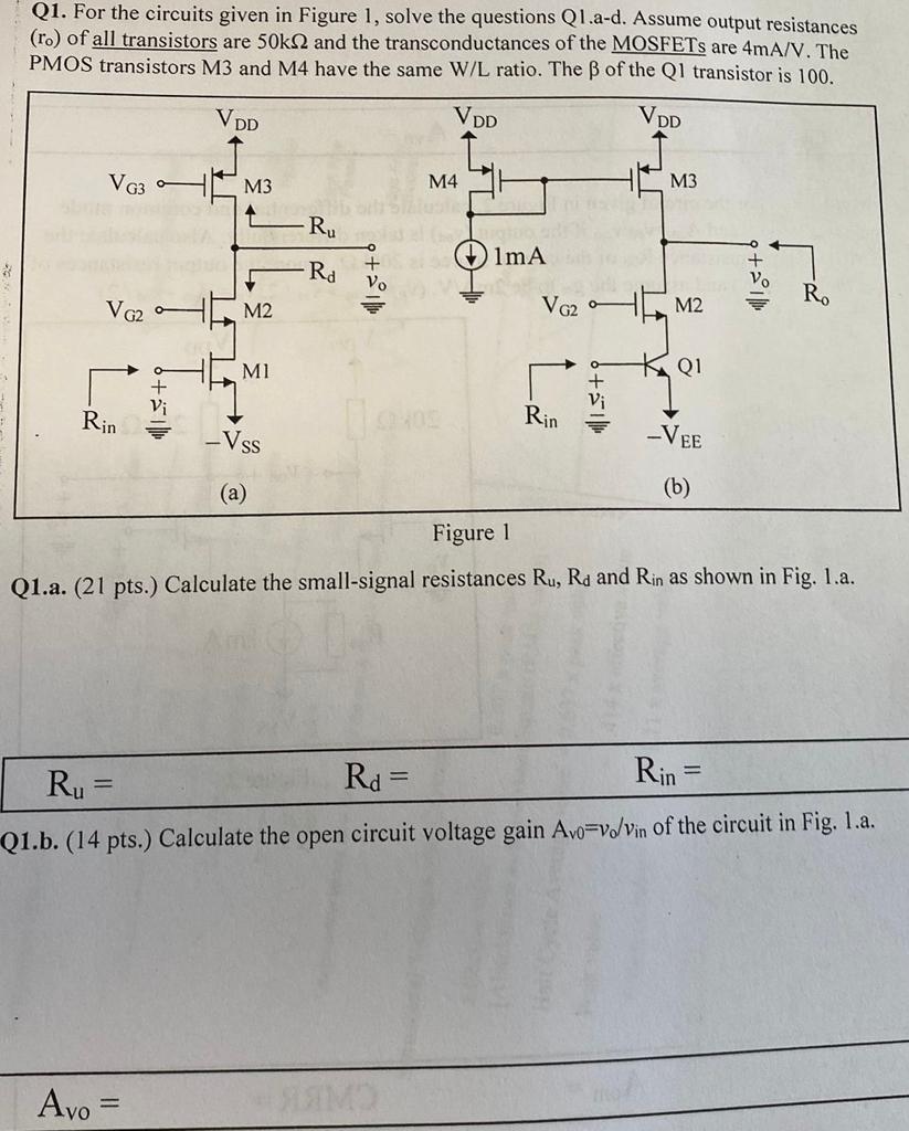 Solved Q1. For the circuits given in Figure 1, solve the | Chegg.com