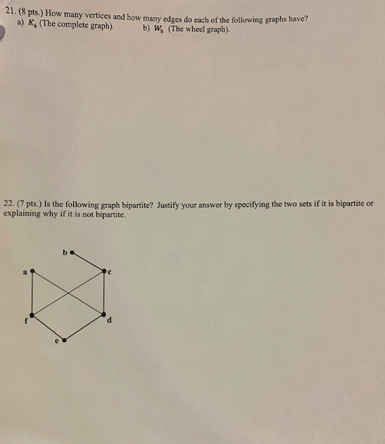 Solved 21. (8 pts. How many vertices and how many edges do | Chegg.com