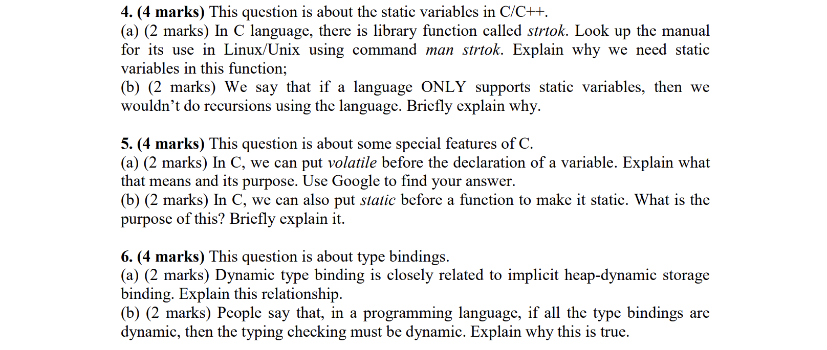 Solved 4. (4 marks) This question is about the static | Chegg.com