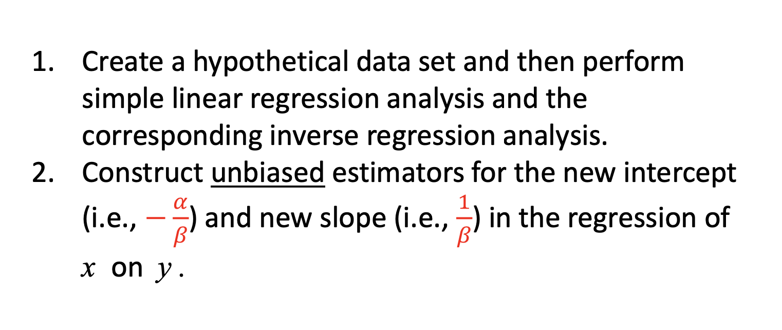 Solved 1. Create a hypothetical data set and then perform | Chegg.com