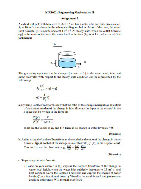 KIX1002: Engineering Mathematics IIAssignment 2A | Chegg.com