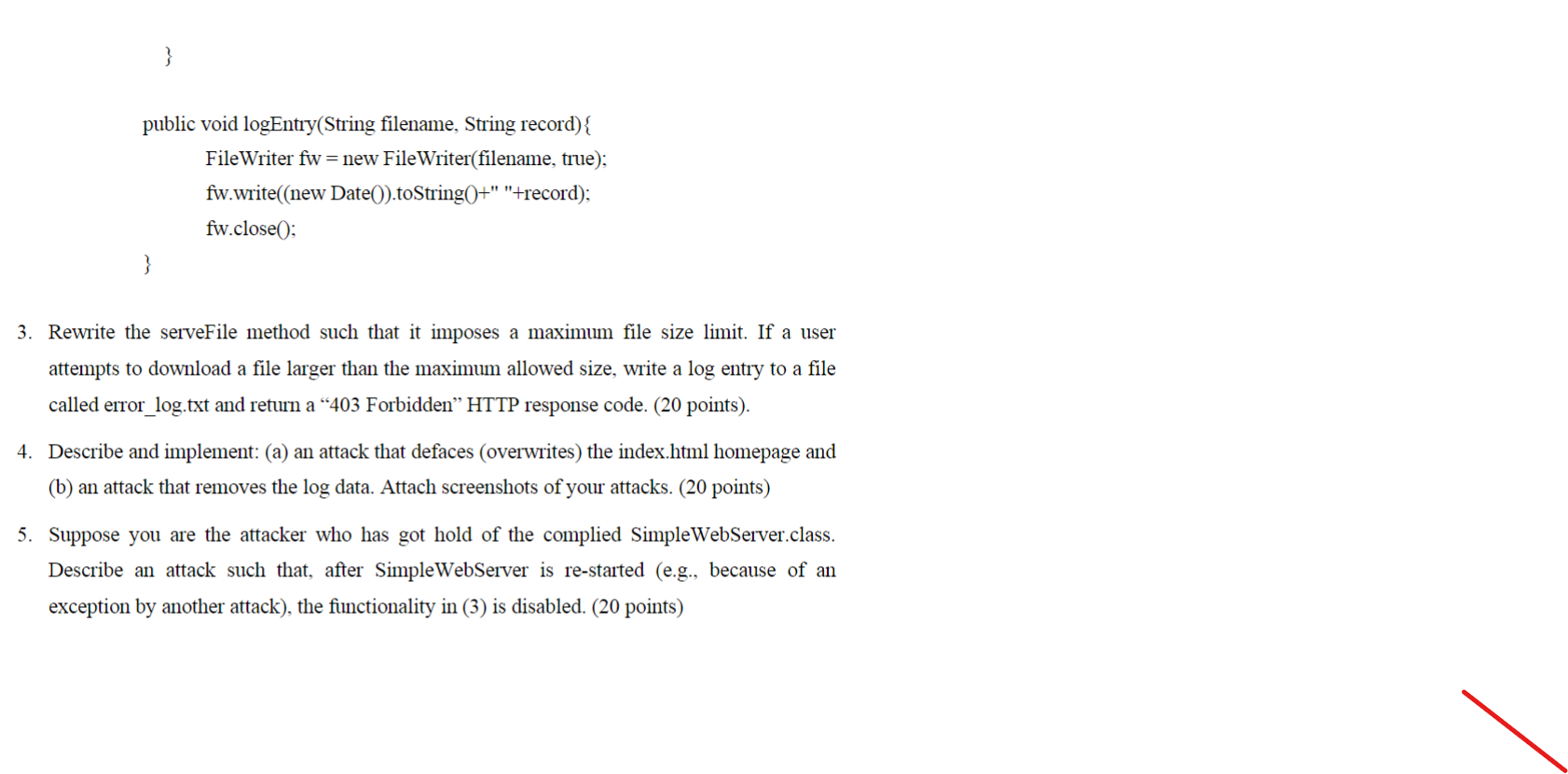 Solved 1. What if a client connects to SimpleWebServer, but | Chegg.com