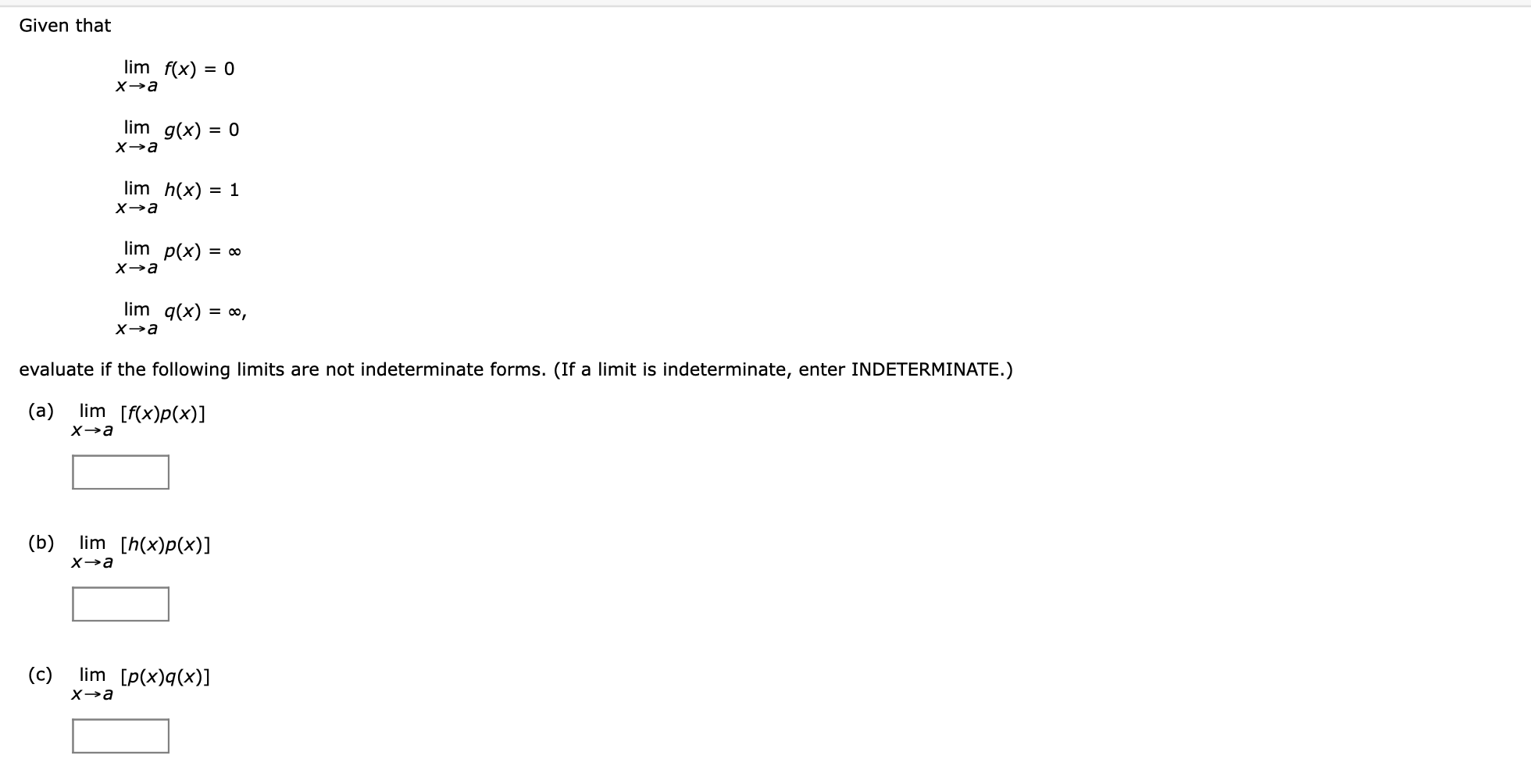 Solved Given that lim f(x) = 0 Xa lim g(x) = 0 Xa lim h(x) = | Chegg.com