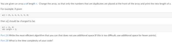You are given an array a of length n. Change the | Chegg.com