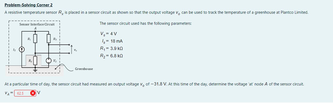 Solved Problem-Solving Corner 2 ﻿A resistive temperature | Chegg.com