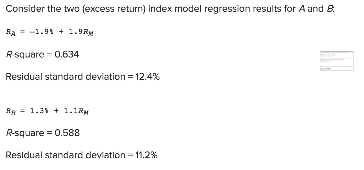 Solved Consider the two (excess return) index model | Chegg.com