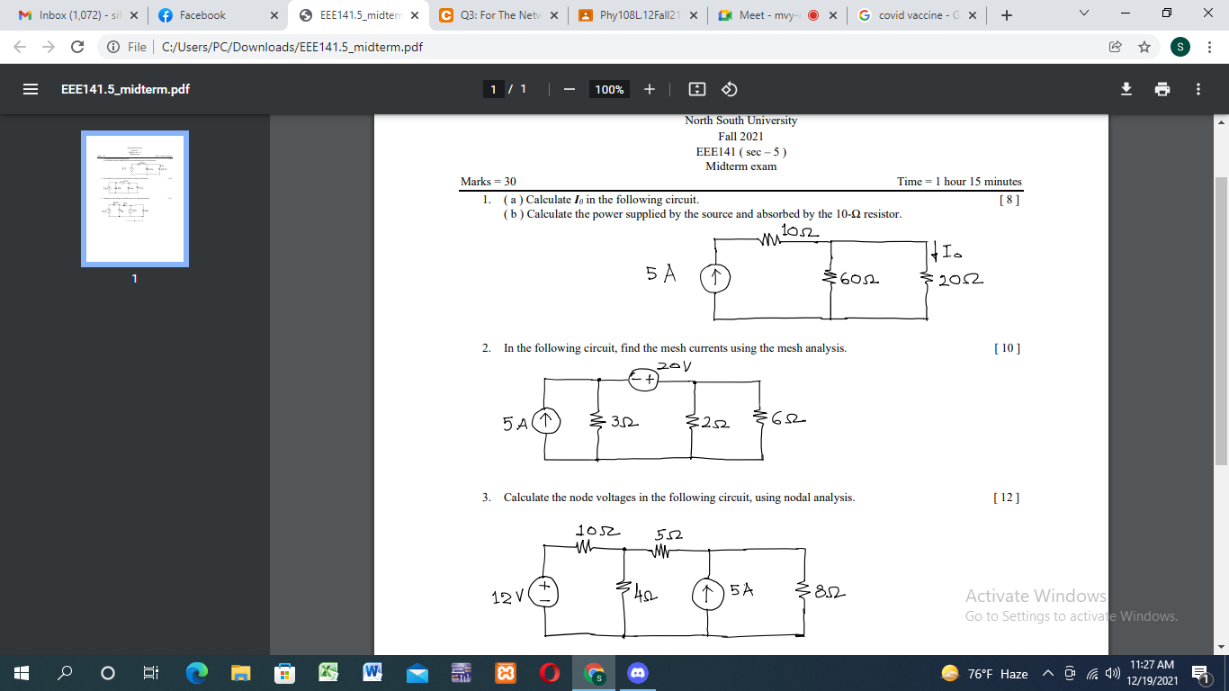Solved M Inbox (1,072) - sif x Facebook EEE141.5_midterm X C | Chegg.com