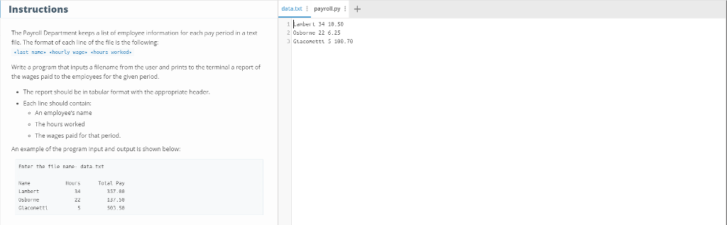 Solved Python 3: The Payroll Department keeps a list of | Chegg.com
