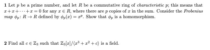 Solved 1 Let p be a prime number, and let R be a commutative | Chegg.com