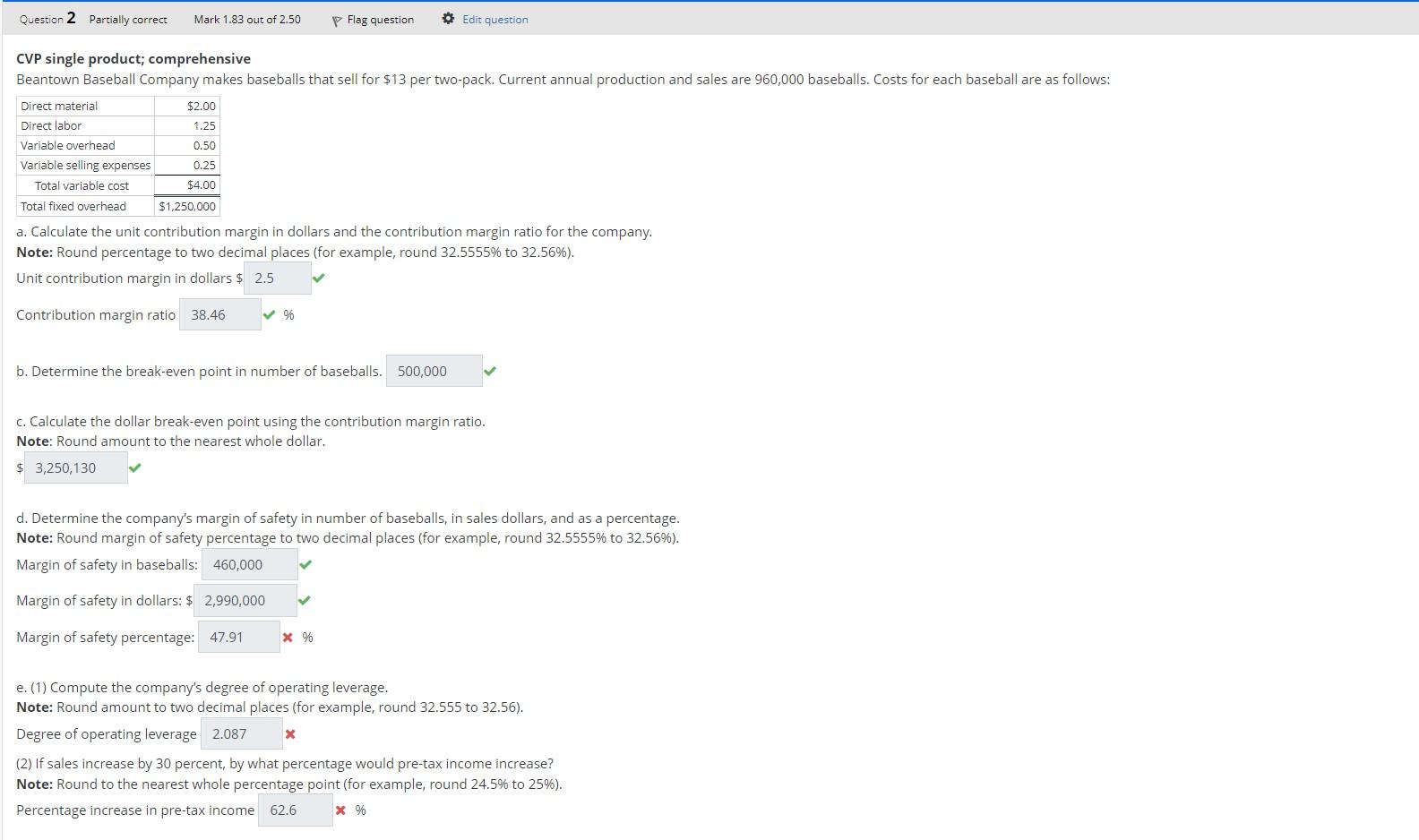 Solved a. Calculate the unit contribution margin in dollars | Chegg.com