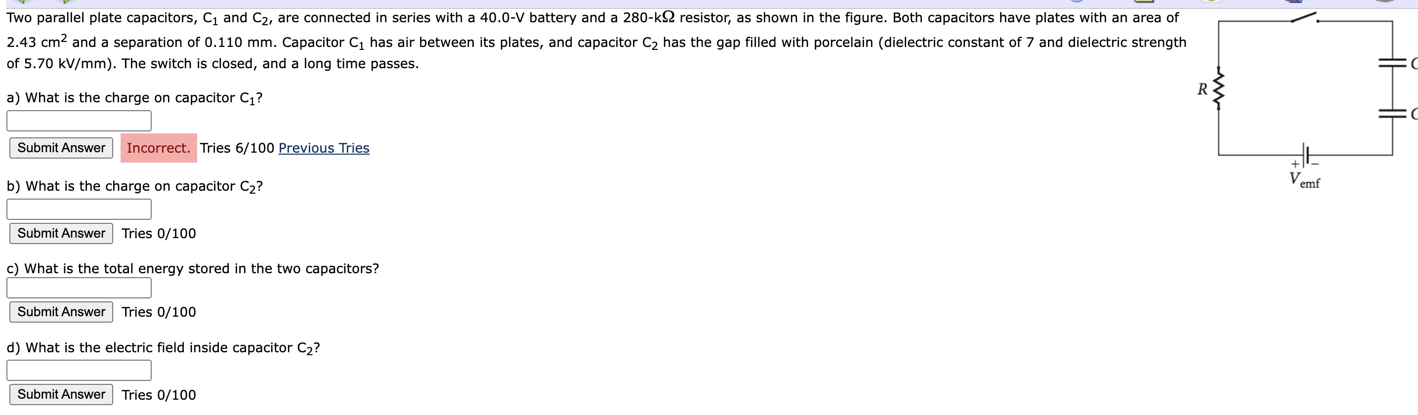 Solved Two Parallel Plate Capacitors C1 and C2 are