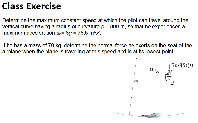 Solved Class Exercise Determine the maximum constant speed | Chegg.com