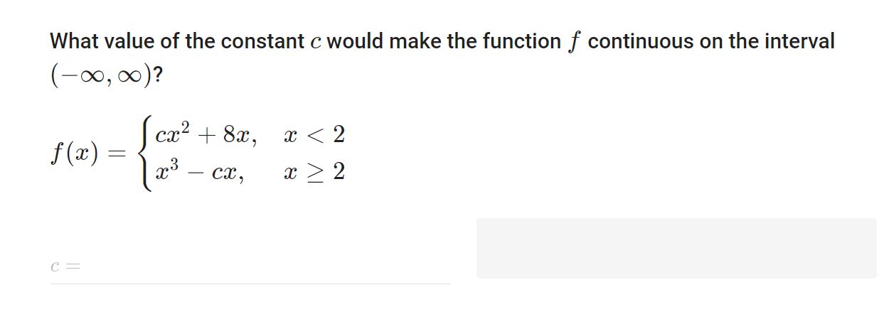 Solved What value of the constant c would make the function | Chegg.com