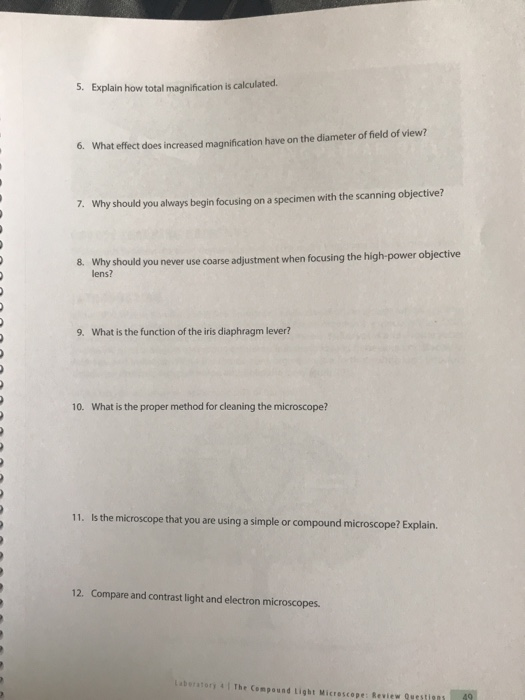 Solved MULTIPLE CHOICE When using a compound microscope, you | Chegg.com