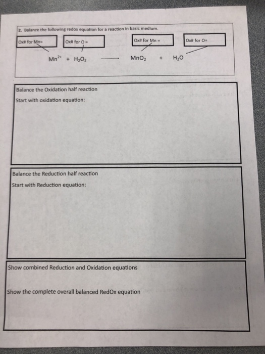 Solved 2. Balance the following redox equation for a | Chegg.com