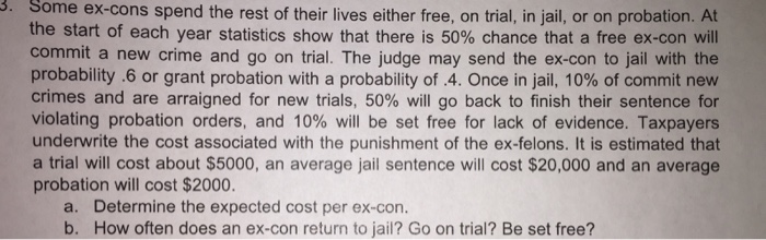 Solved Some ex-cons spend the rest of their lives either | Chegg.com