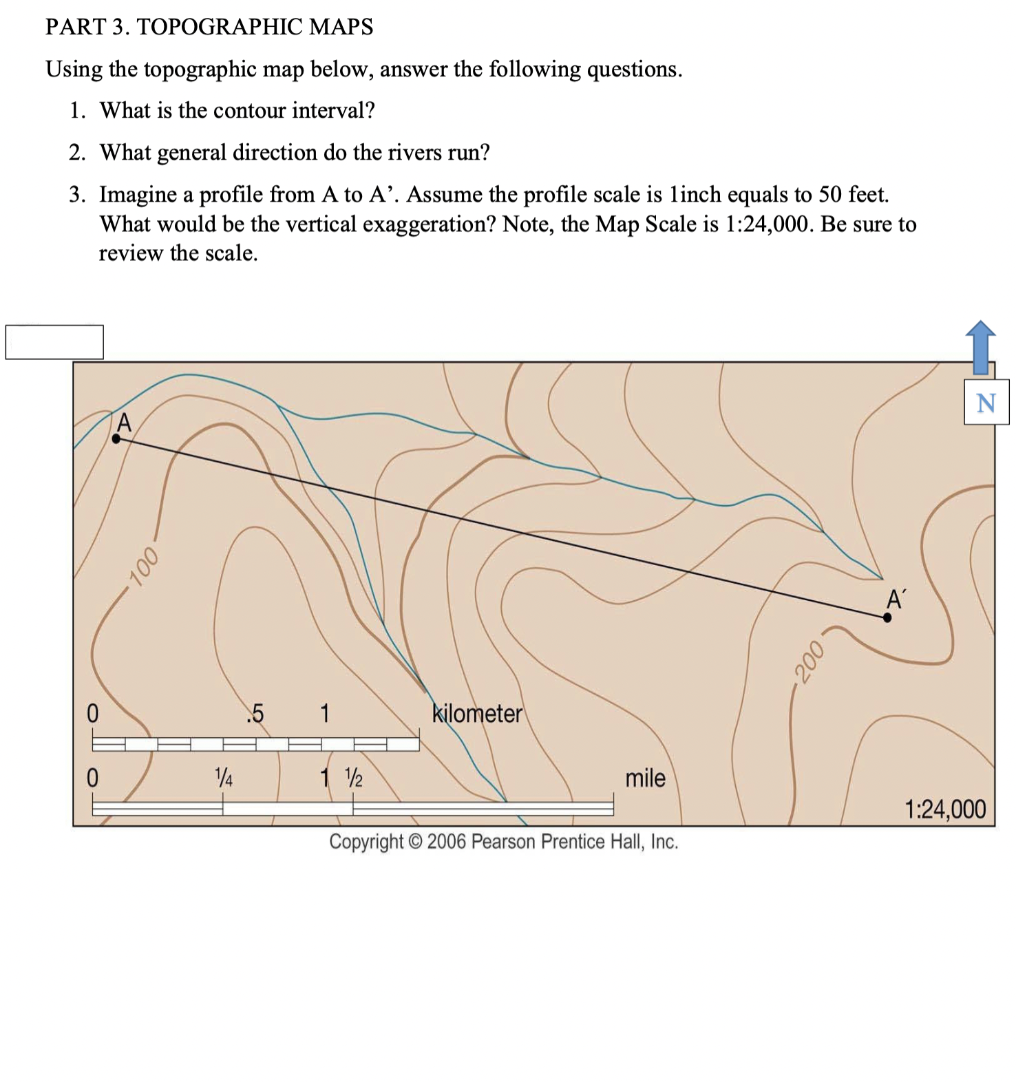 Solved PART 3. TOPOGRAPHIC MAPS Using the topographic map | Chegg.com