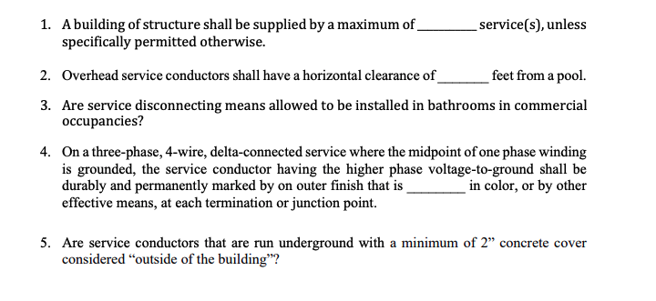 Solved 1. A building of structure shall be supplied by a | Chegg.com