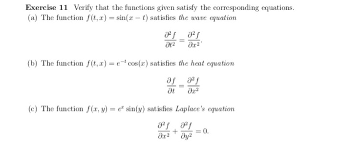 Solved Exercise 11 Verify that the functions given satisfy | Chegg.com