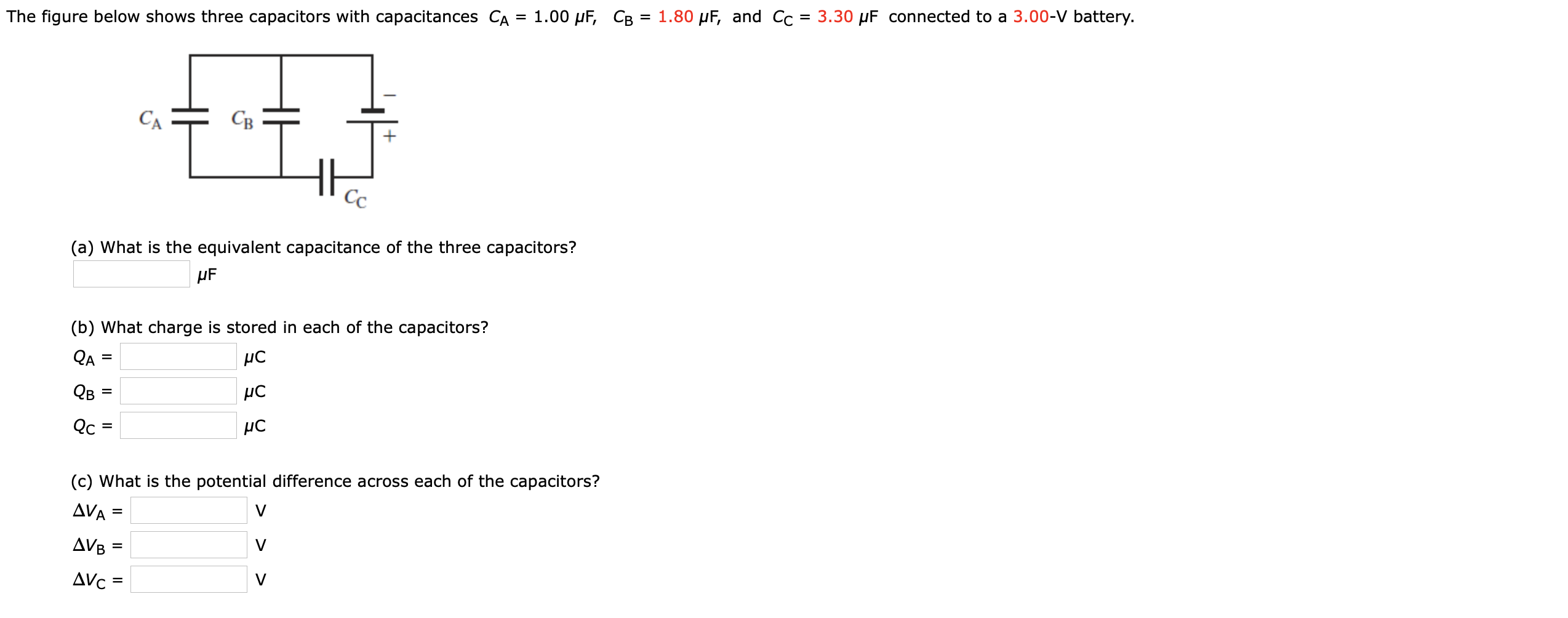 Solved The figure below shows three capacitors | Chegg.com