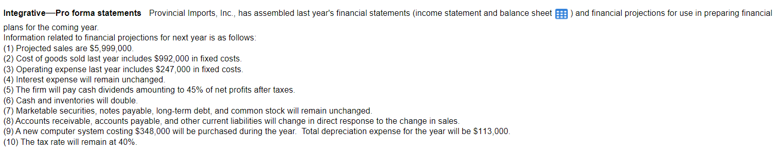 Solved plans for the coming year. Information related to | Chegg.com