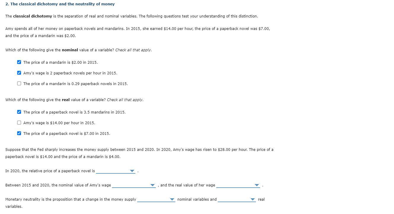 Solved 2. The classical dichotomy and the neutrality of | Chegg.com