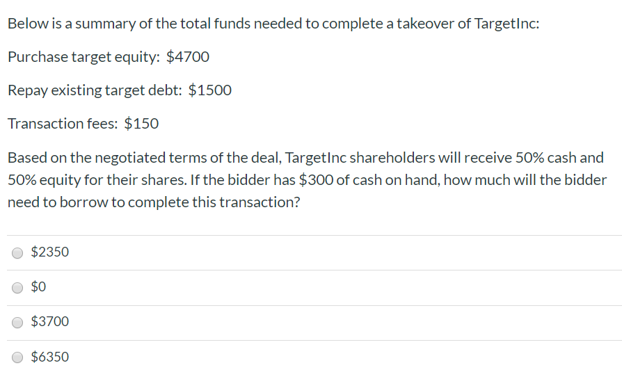 Solved Below is a summary of the total funds needed to | Chegg.com