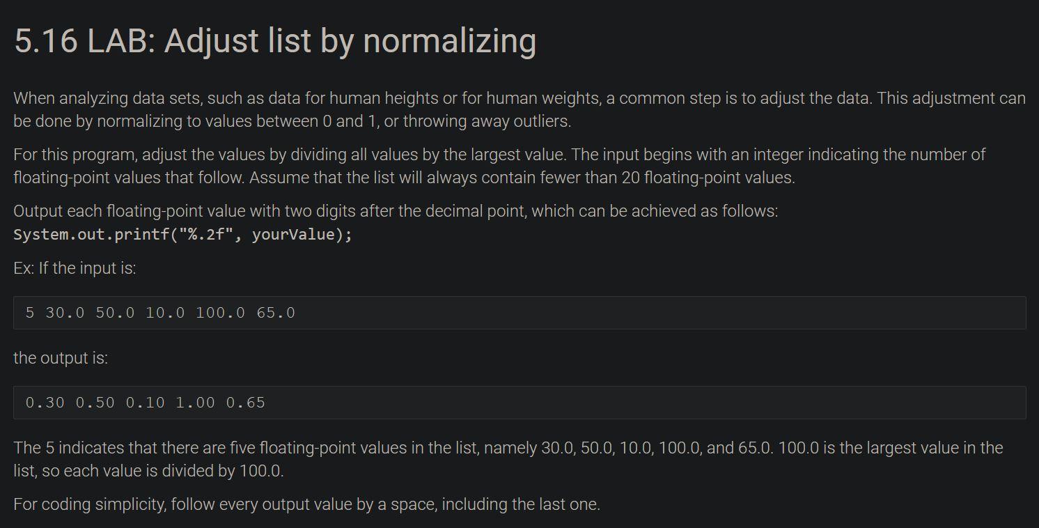 Solved 516 Lab Adjust List By Normalizing When Analyzing 