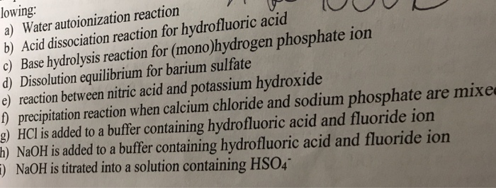 Solved Water autoionization reaction b) Acid dissociation | Chegg.com