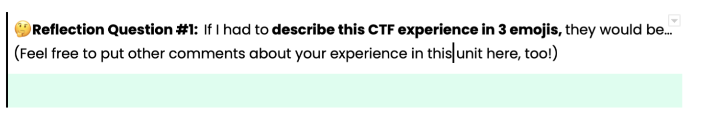 Solved Reflection Question \#1: If I had to describe this | Chegg.com