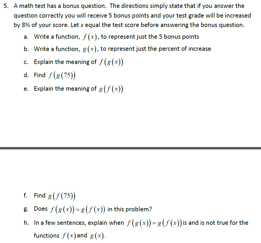Solved 5. A math test has a bonus question. The directions | Chegg.com