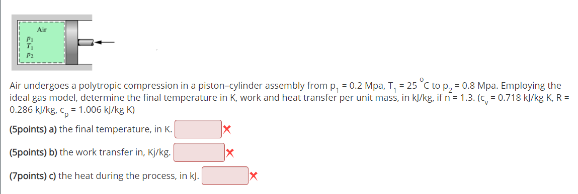 Solved Air T P2 Air undergoes a polytropic compression in a | Chegg.com