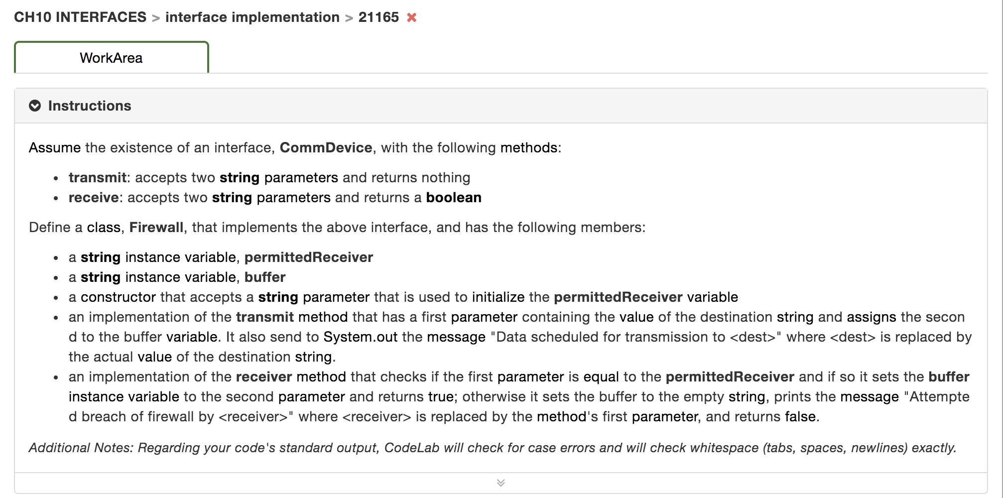 Solved CH10 INTERFACES > interface implementation > 21165 x | Chegg.com