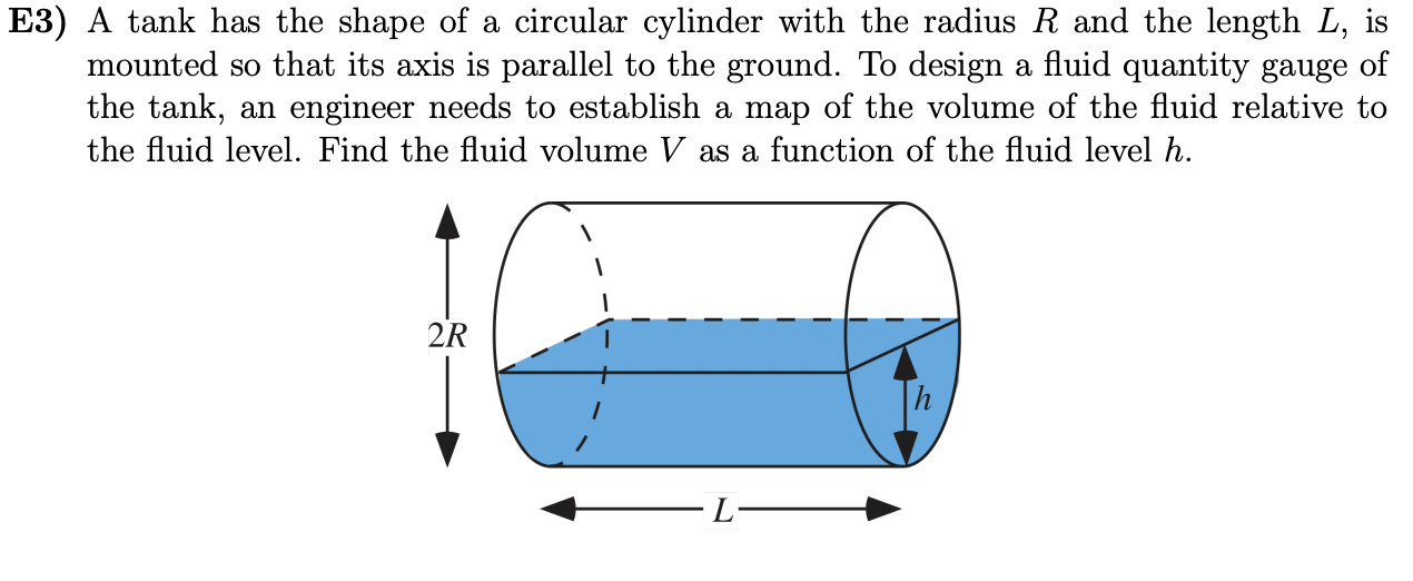 Solved E3) A tank has the shape of a circular cylinder with | Chegg.com