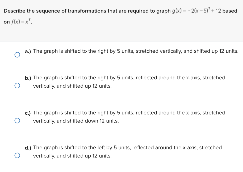 Solved Describe the sequence of transformations that are | Chegg.com