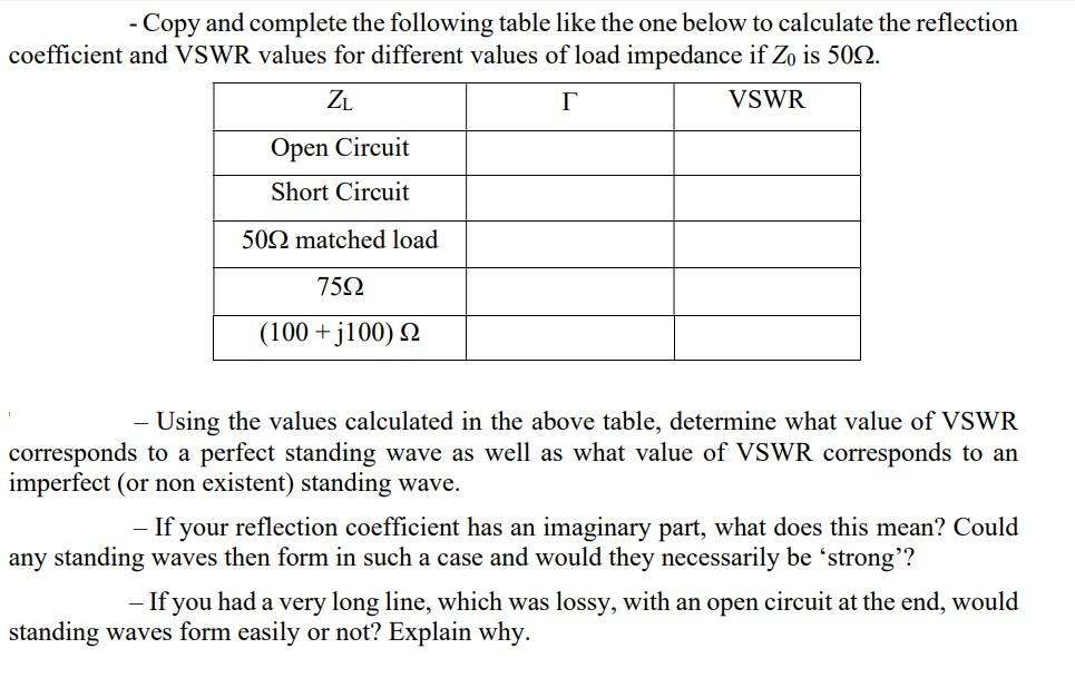 Solved - Copy and complete the following table like the one | Chegg.com