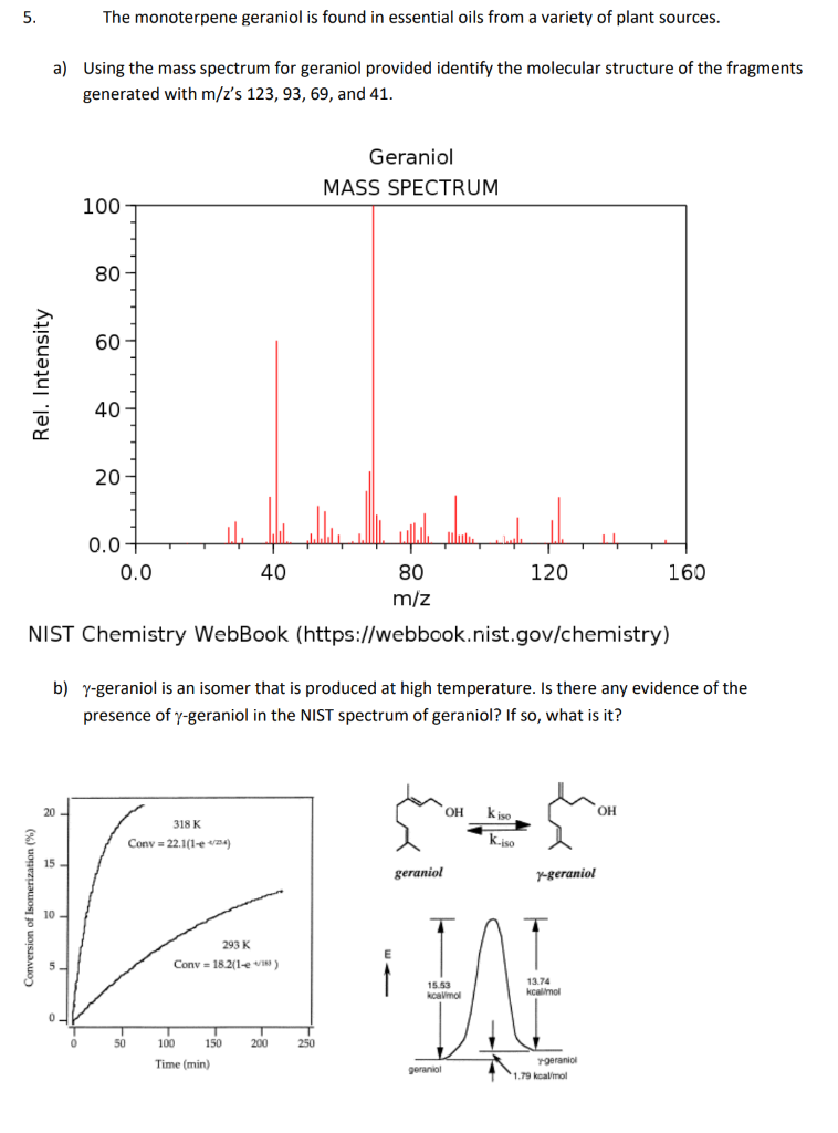 The monoterpene geraniol is found in essential oils | Chegg.com