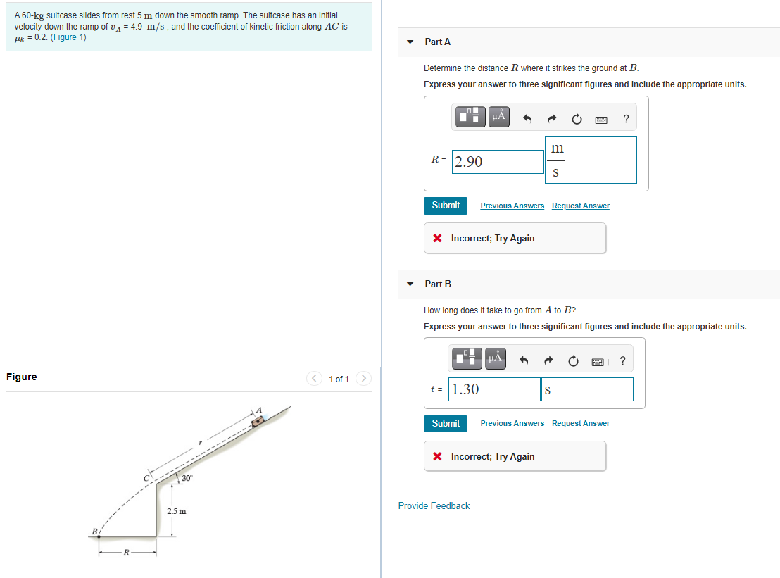 Solved A 60-kg suitcase slides from rest 5 m down the smooth | Chegg.com