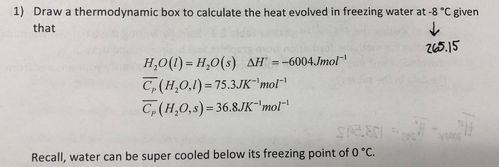 Solved 1) Draw a thermodynamic box to calculate the heat | Chegg.com