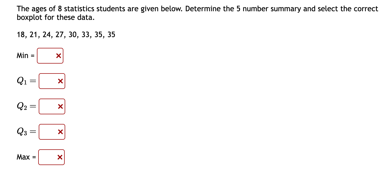 Solved The ages of 8 ﻿statistics students are given below. | Chegg.com